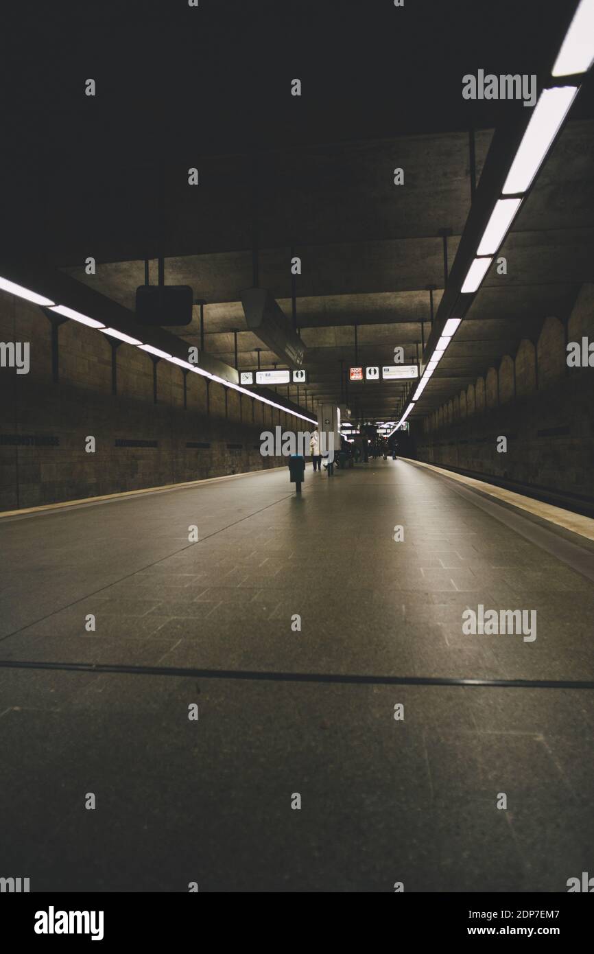 A vertical shot of an underground with various directions Stock Photo ...