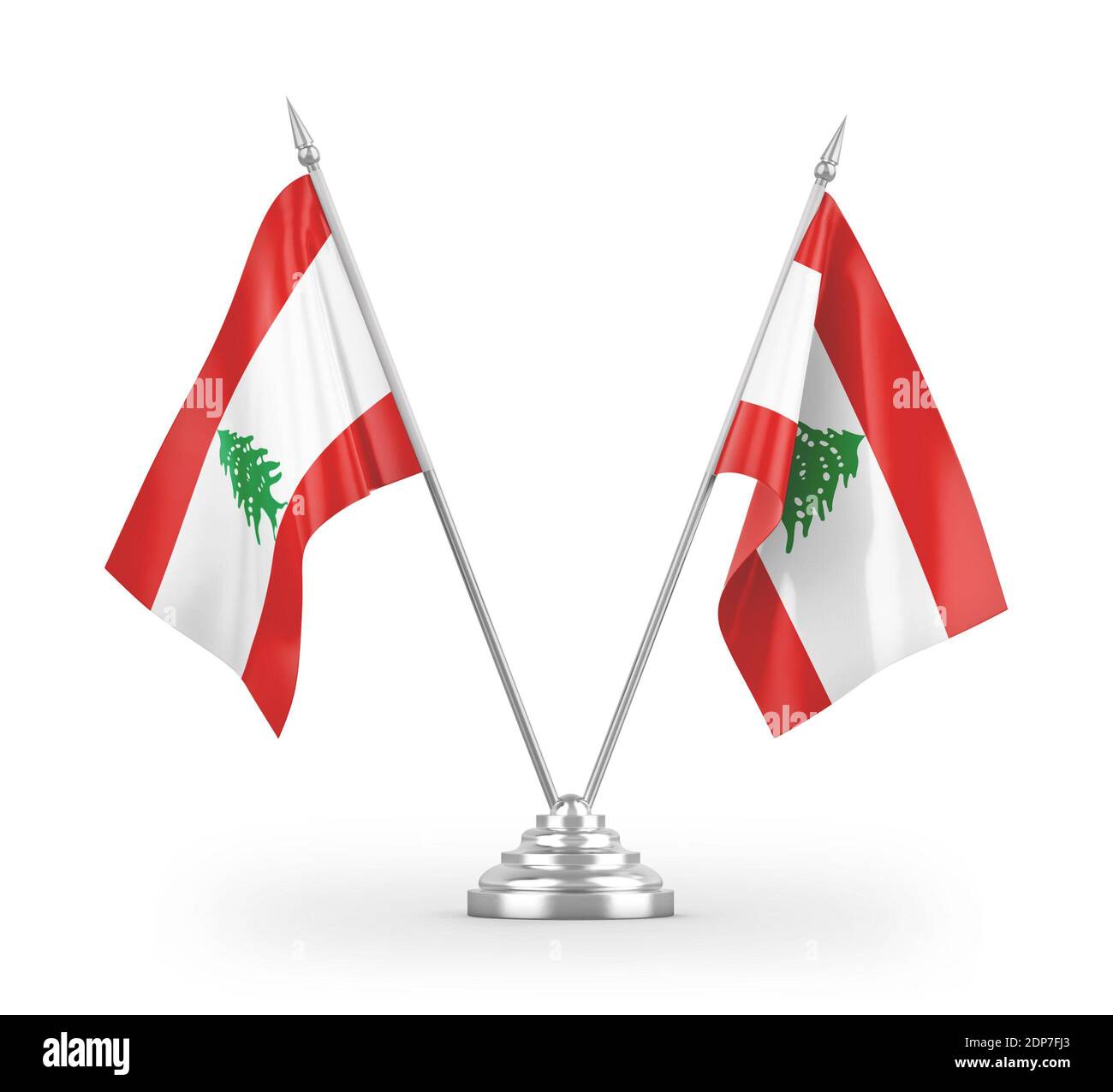 Lebanon table flags isolated on white 3D rendering Stock Photo - Alamy