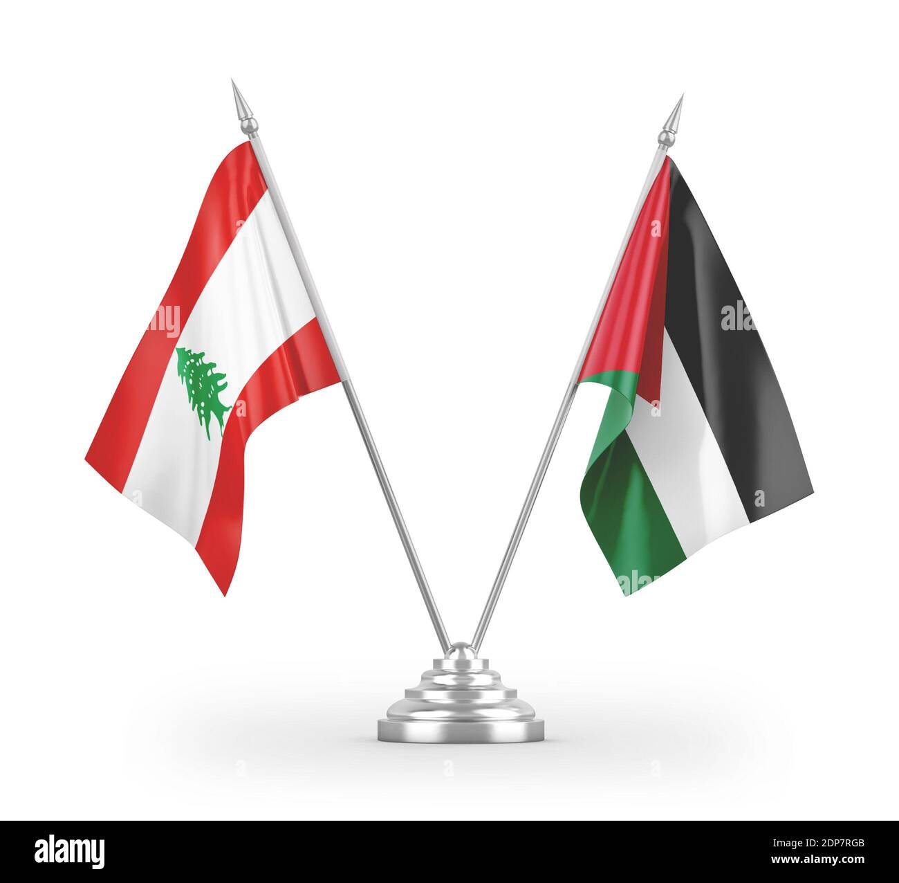 Jordan and Lebanon table flags isolated on white 3D rendering Stock ...