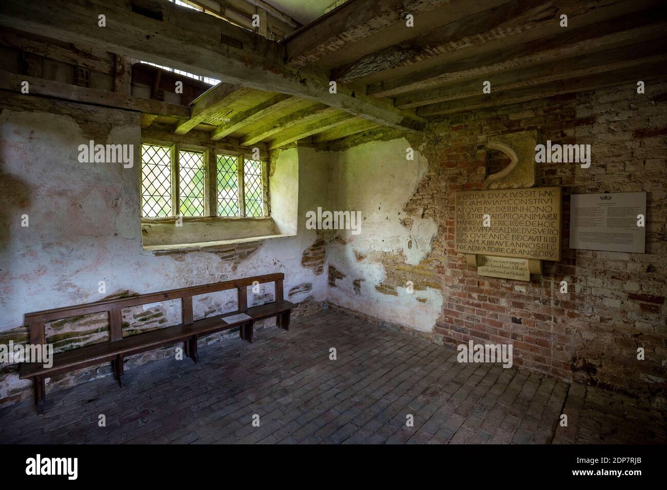The interior of Odda's 11th century Saxon chapel at Deerhurst ...