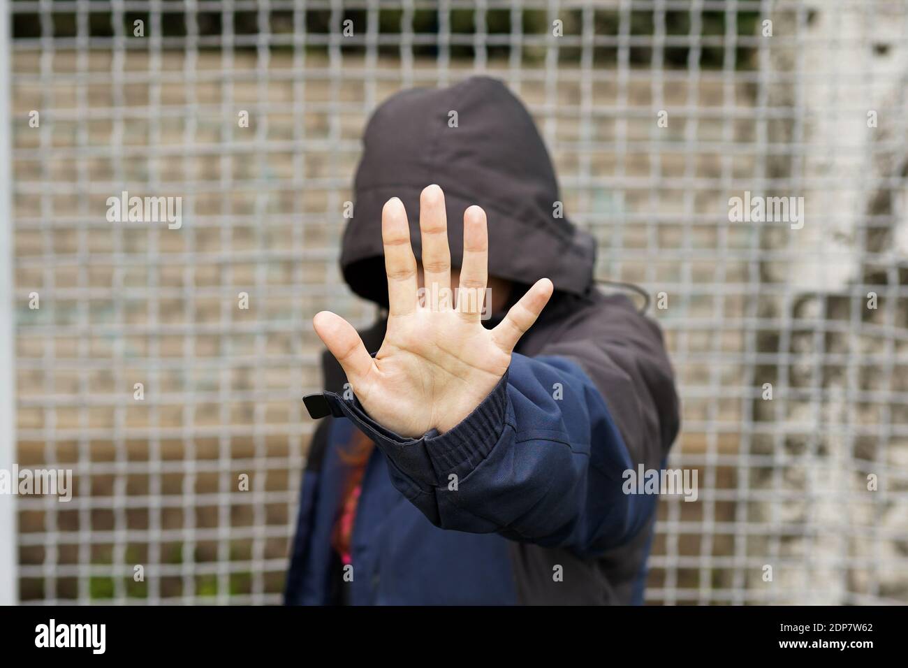 Woman hand sign for stop abusing violence, Human Rights Day concept ...