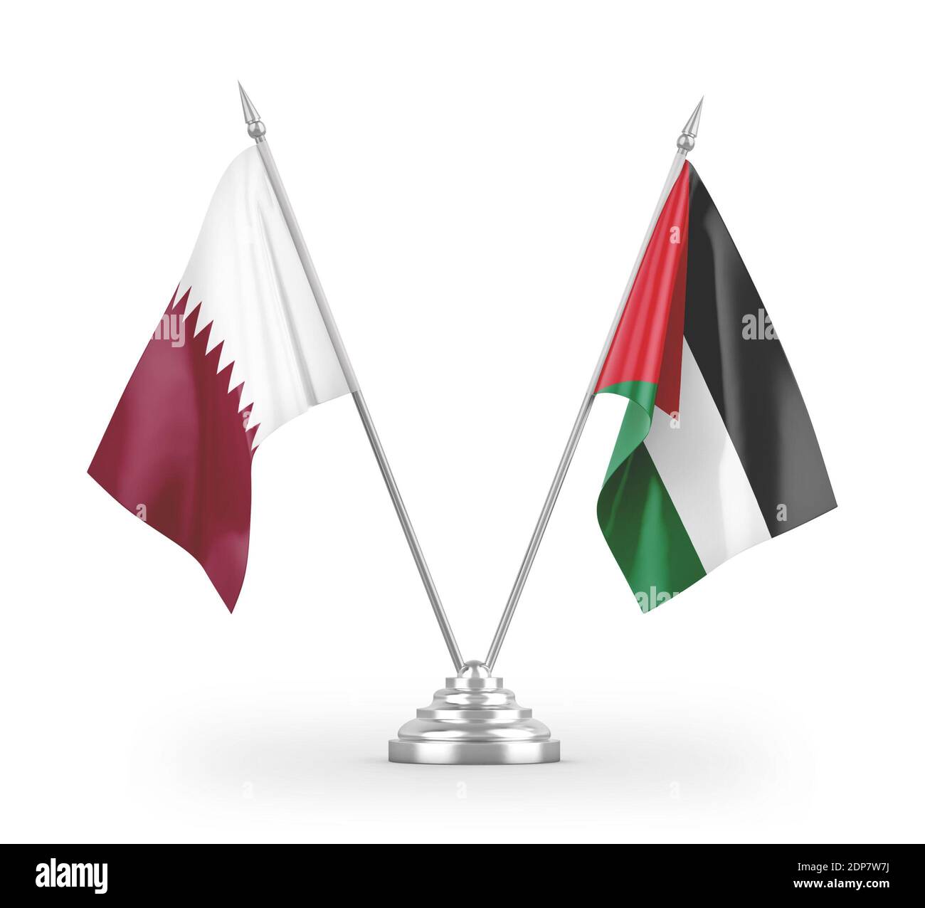 Jordan and Qatar table flags isolated on white 3D rendering Stock Photo ...