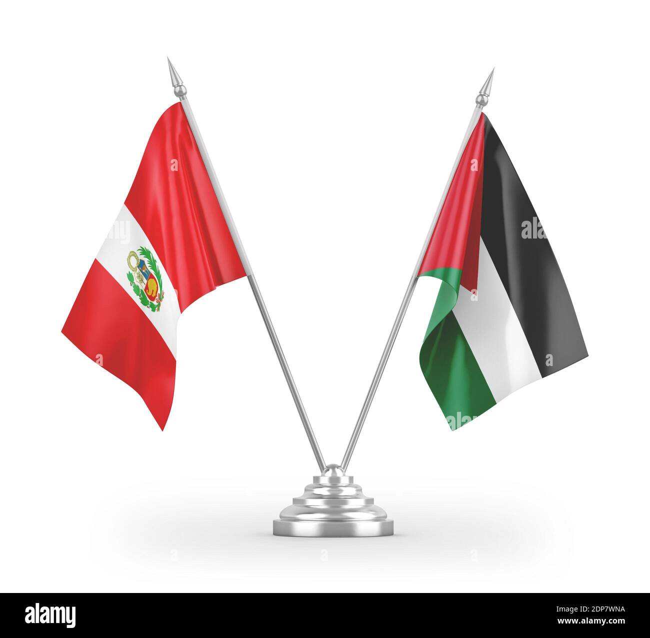 Jordan and Peru table flags isolated on white 3D rendering Stock Photo ...