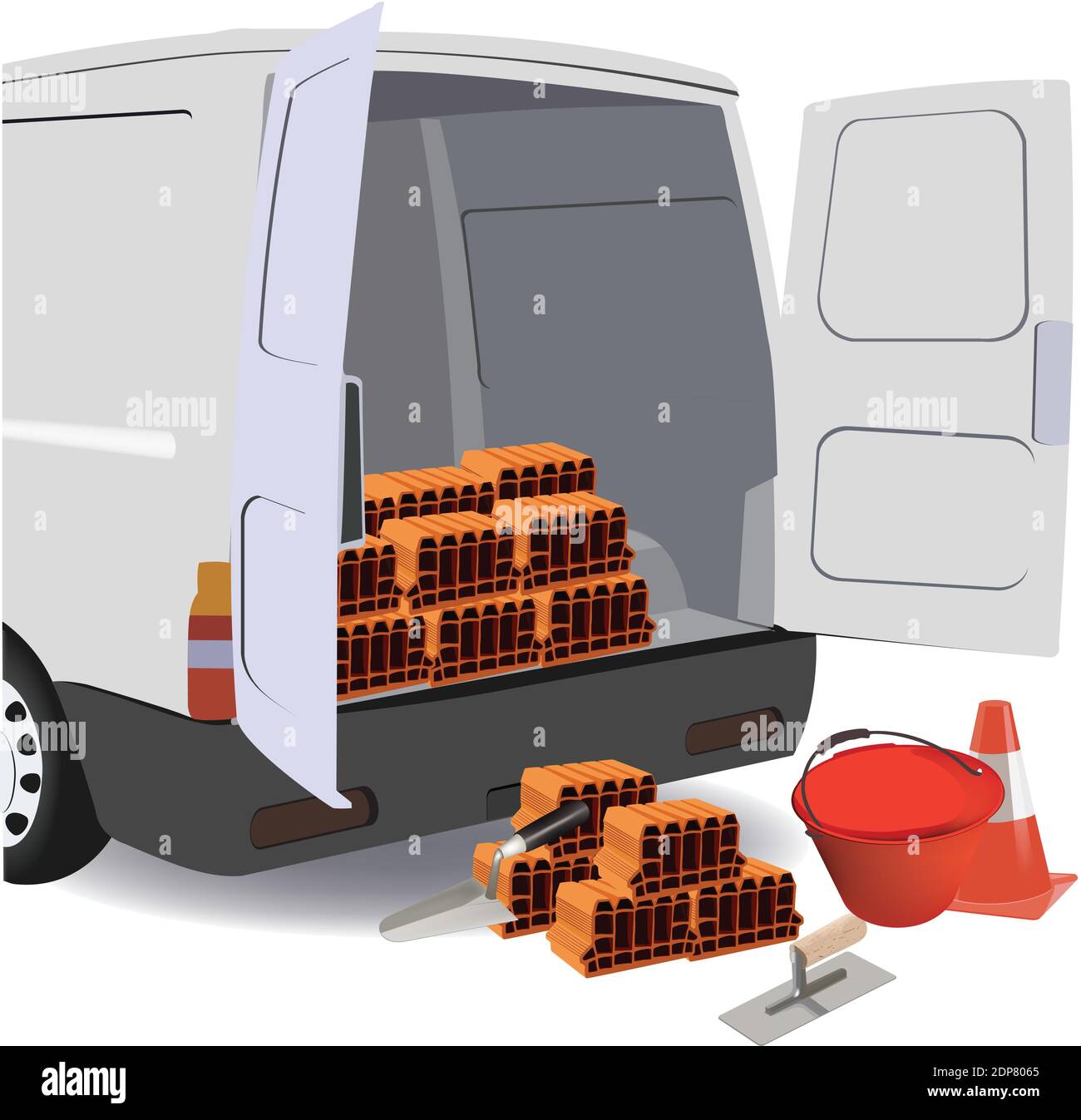 An open van for material loading and transport on a white background ...