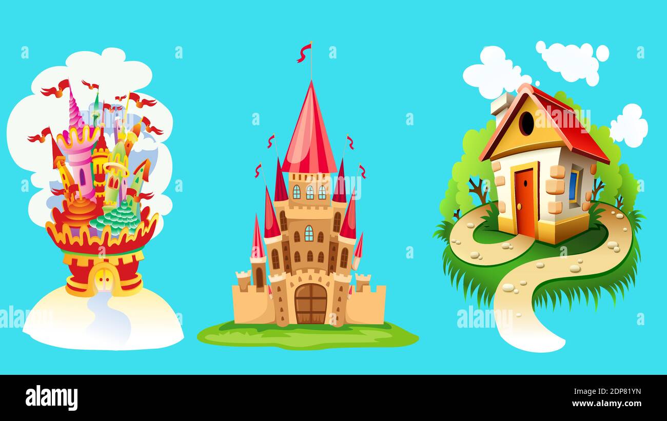 icon for crhistmas.and Medieval castle towers. Fairytail mansion exterior, king fortress castles ...