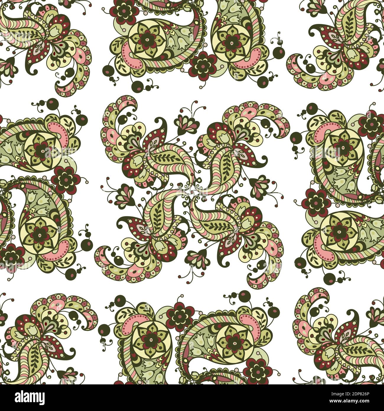 Seamless pattern made from square ornament elements made in orient ...