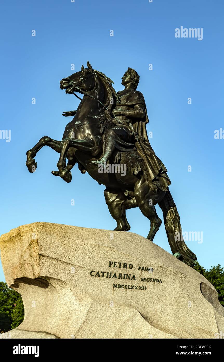 Statue of Peter the Great Bronze Horseman Monument Stone in Saint ...