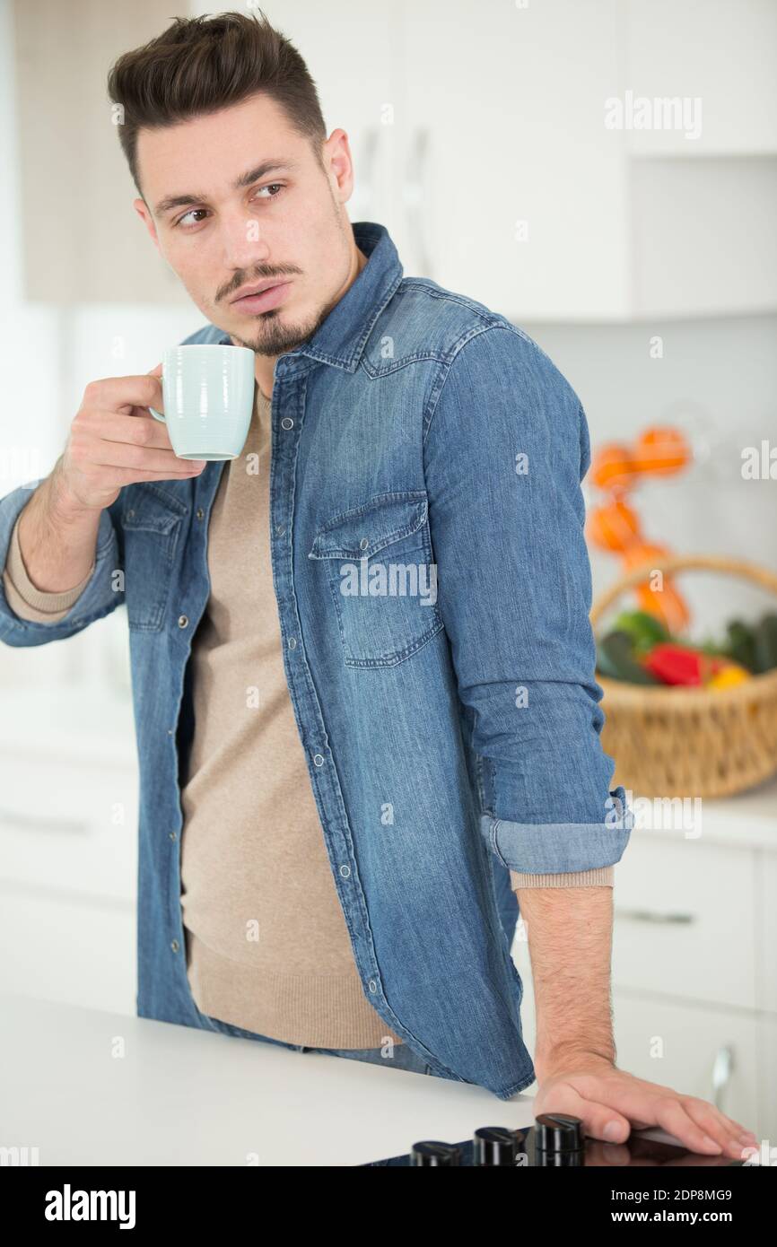 Peace thinking coffee man hi-res stock photography and images - Alamy