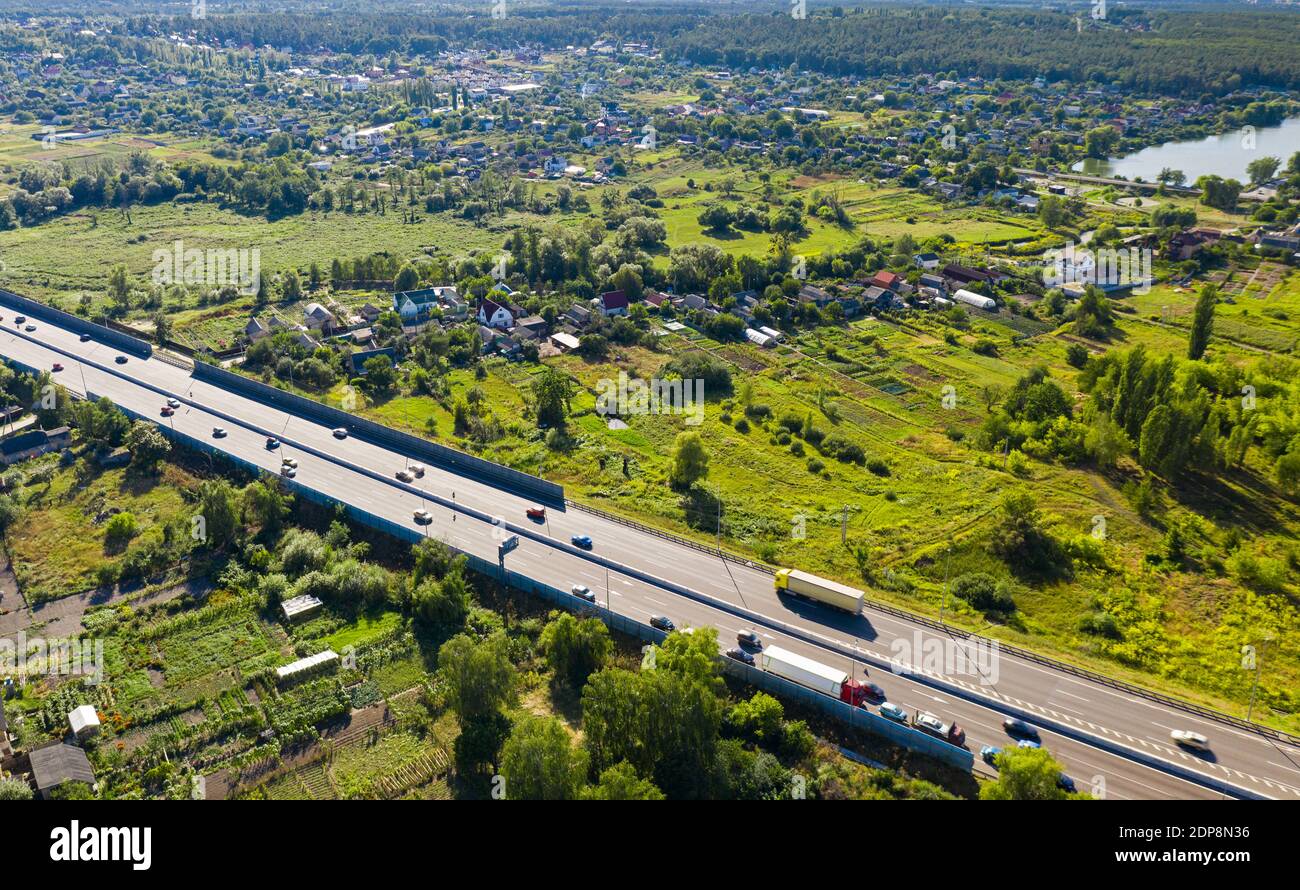 Highway in countryside, aerial view Stock Photo - Alamy