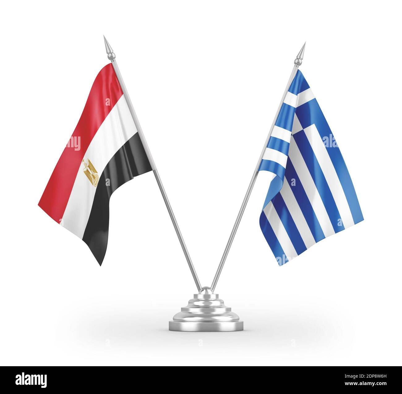 Greece and Egypt table flags isolated on white 3D rendering Stock Photo ...