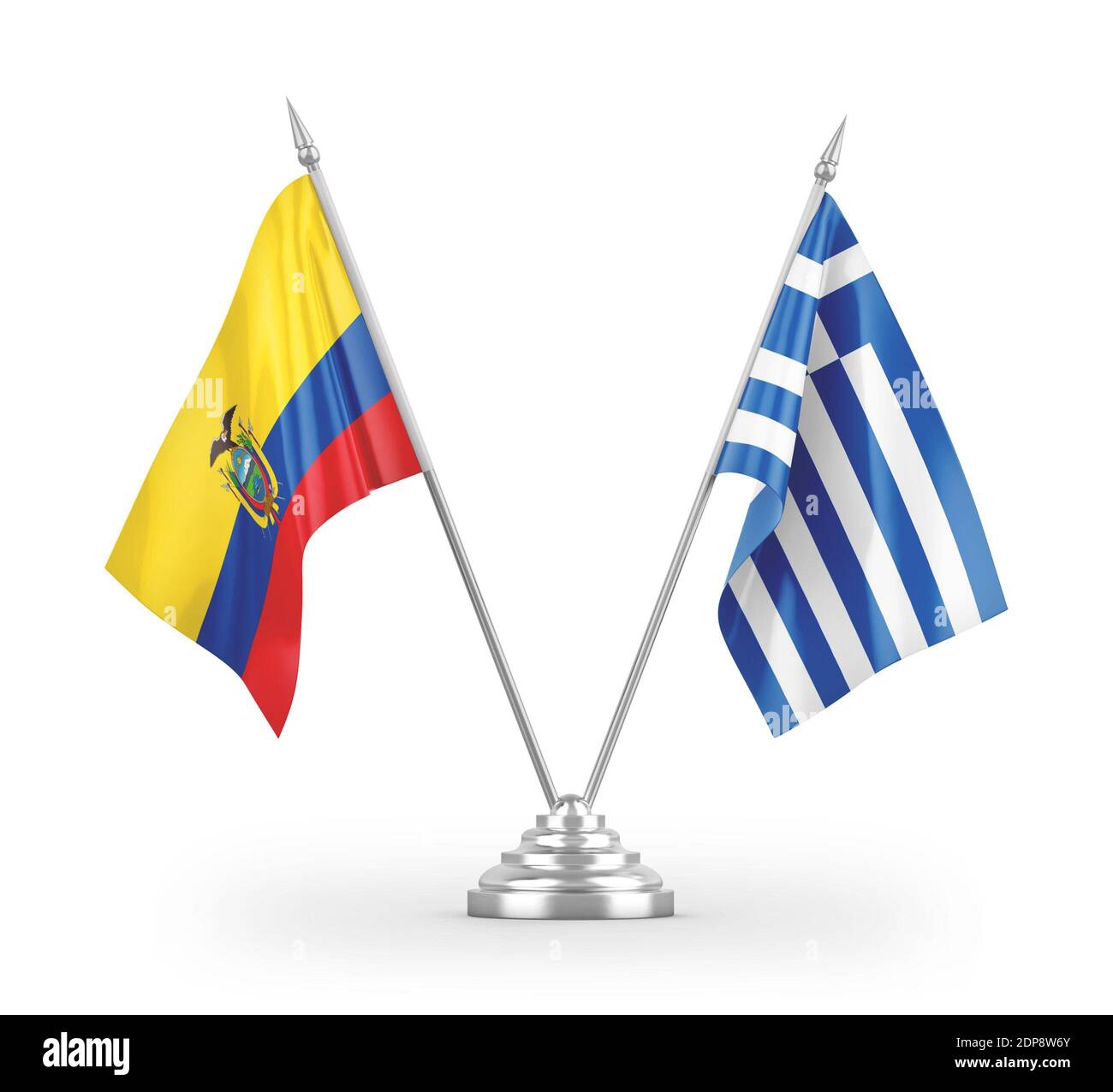 Greece and Ecuador table flags isolated on white 3D rendering Stock ...