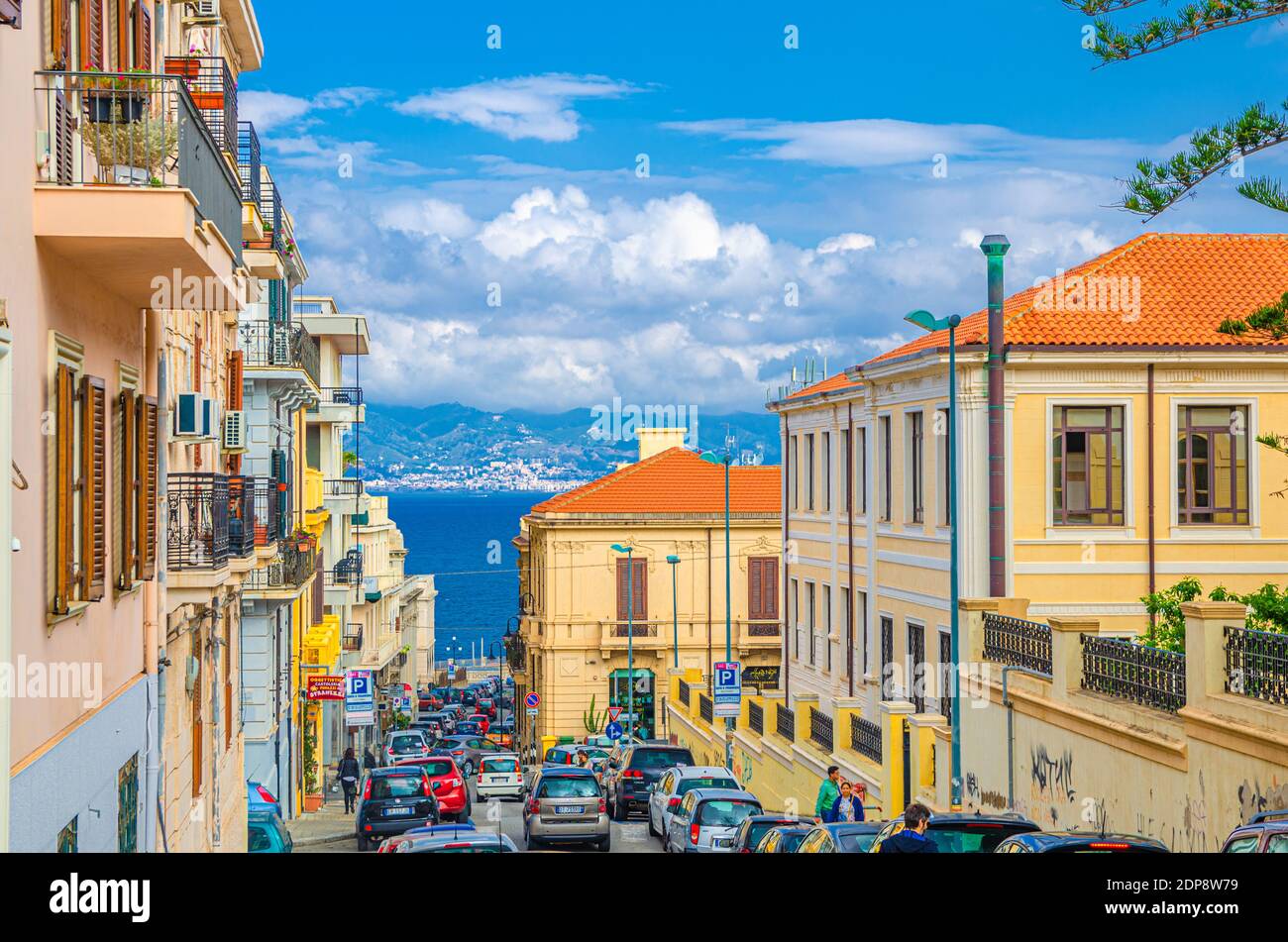 Italy, Reggio di Calabria, May 11, 2018: cityscape with cars in road ...