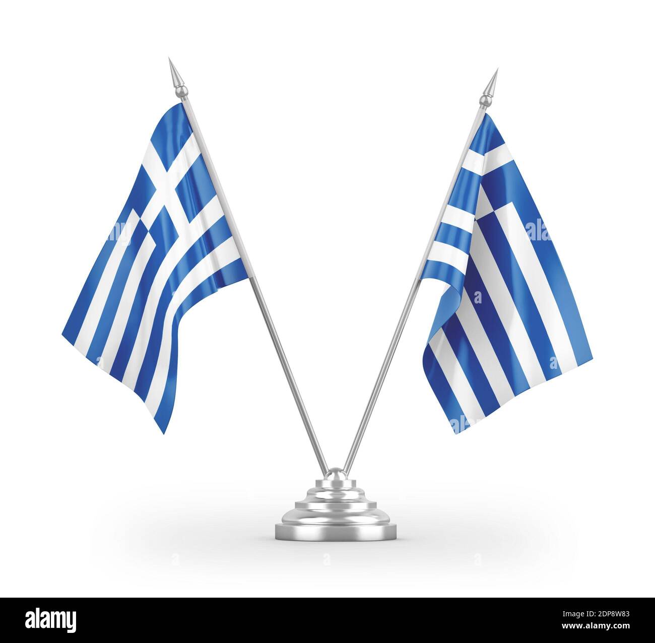 Greece table flags isolated on white 3D rendering Stock Photo - Alamy