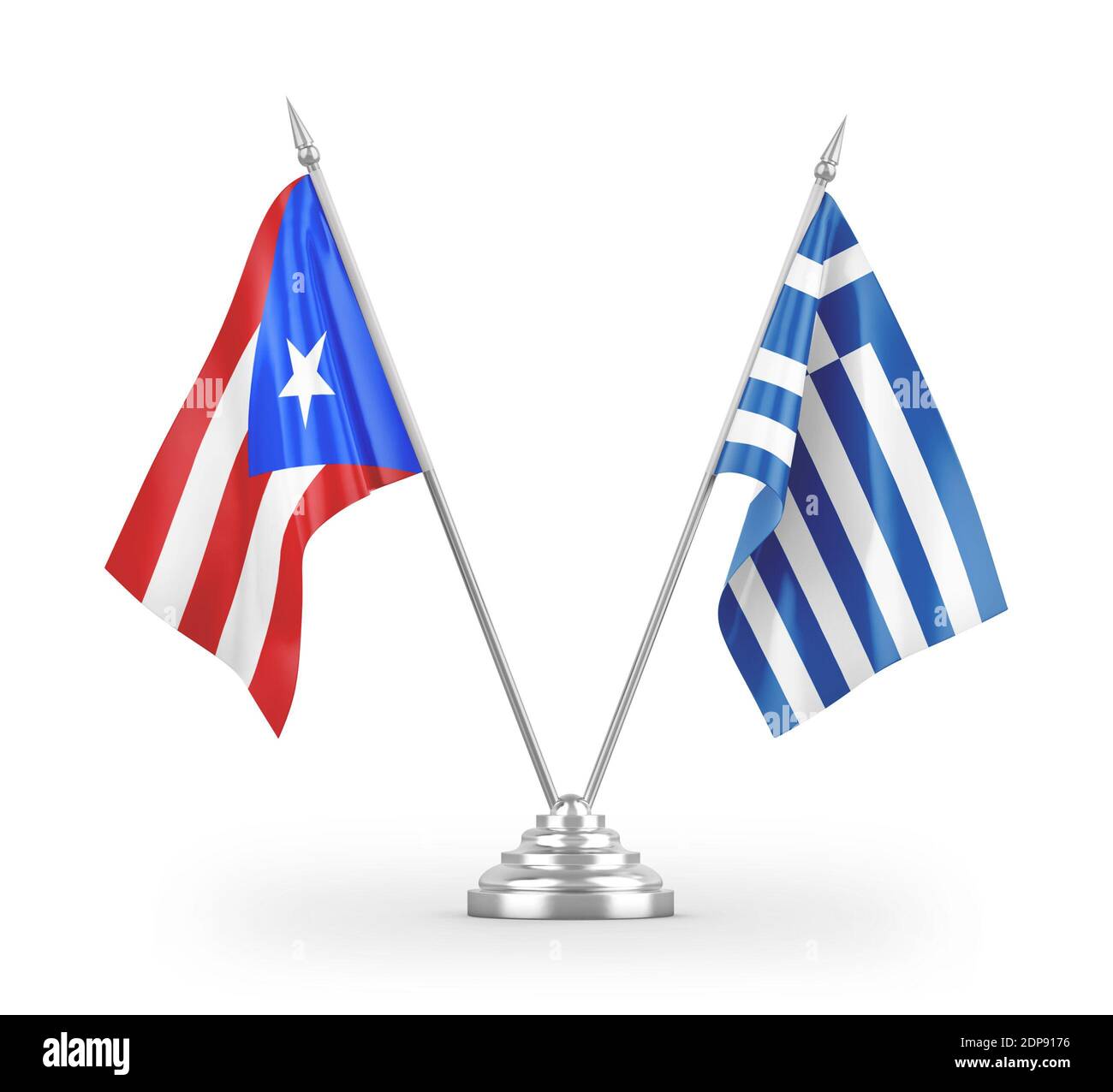 Greece and Puerto Rico table flags isolated on white 3D rendering Stock ...