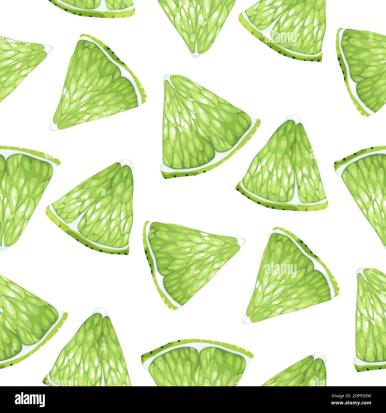 Seamless pattern with lime fruit triangle shape slices made in ...
