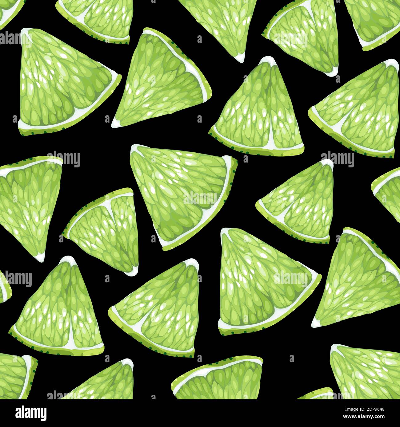 Seamless pattern with lime fruit triangle shape slices made in ...