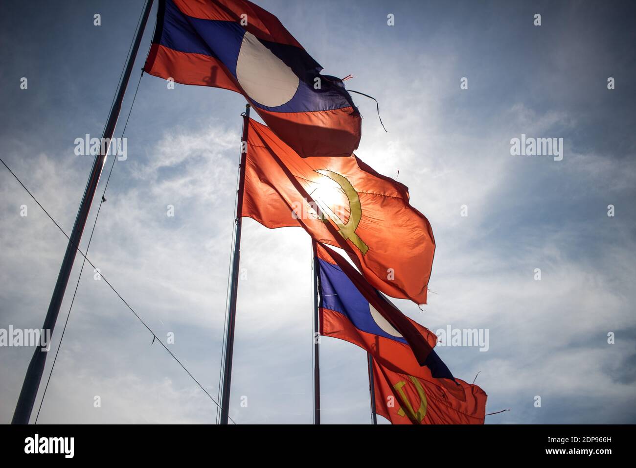 Lao flag and communist flag hi-res stock photography and images - Alamy