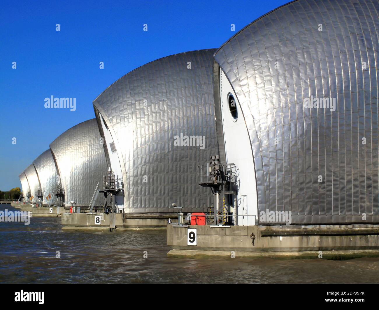 The Thames Barrier at Greenwich London, England built to reduce the ...