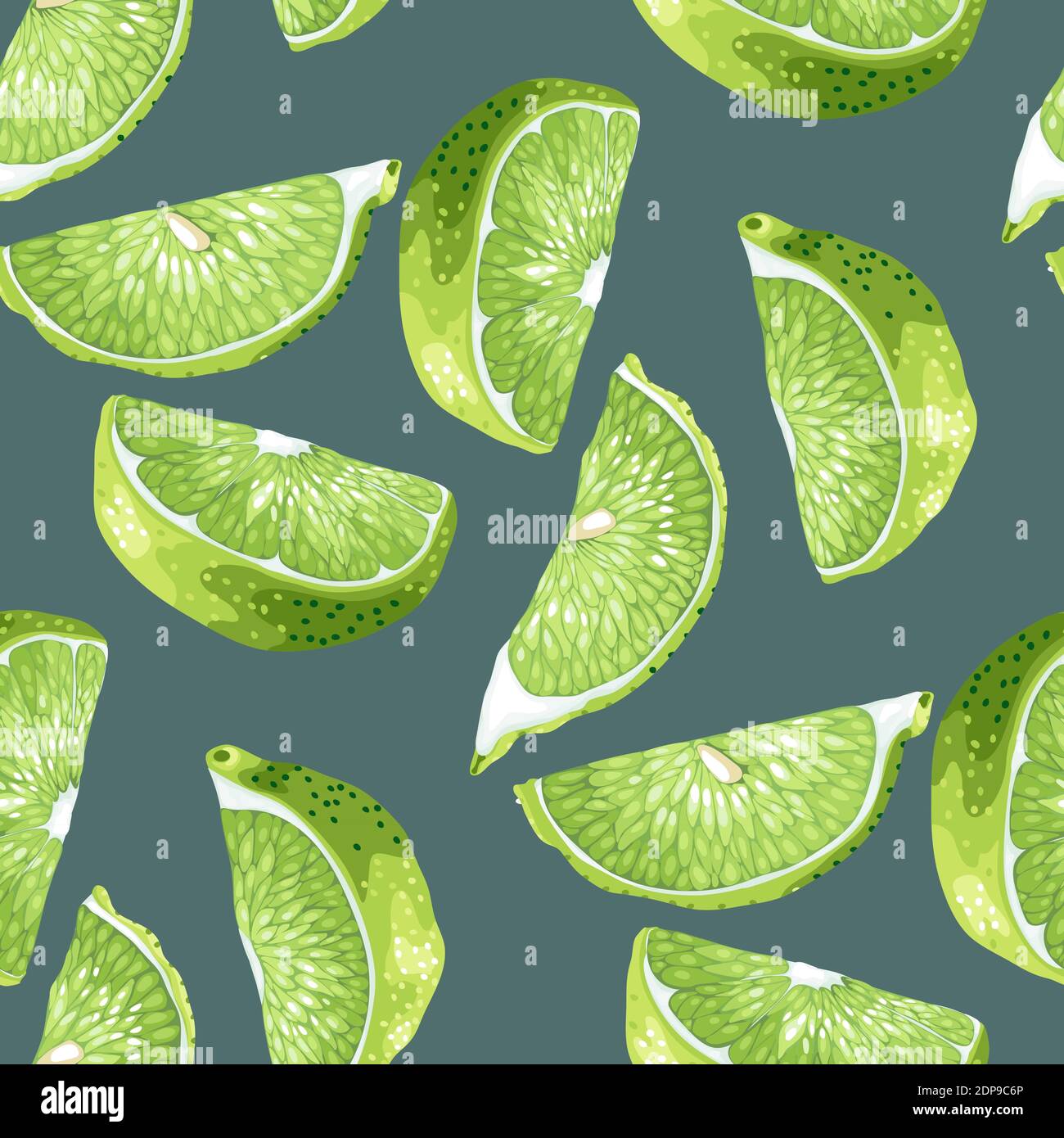 Seamless pattern in green and marine colors with lime slices in ...