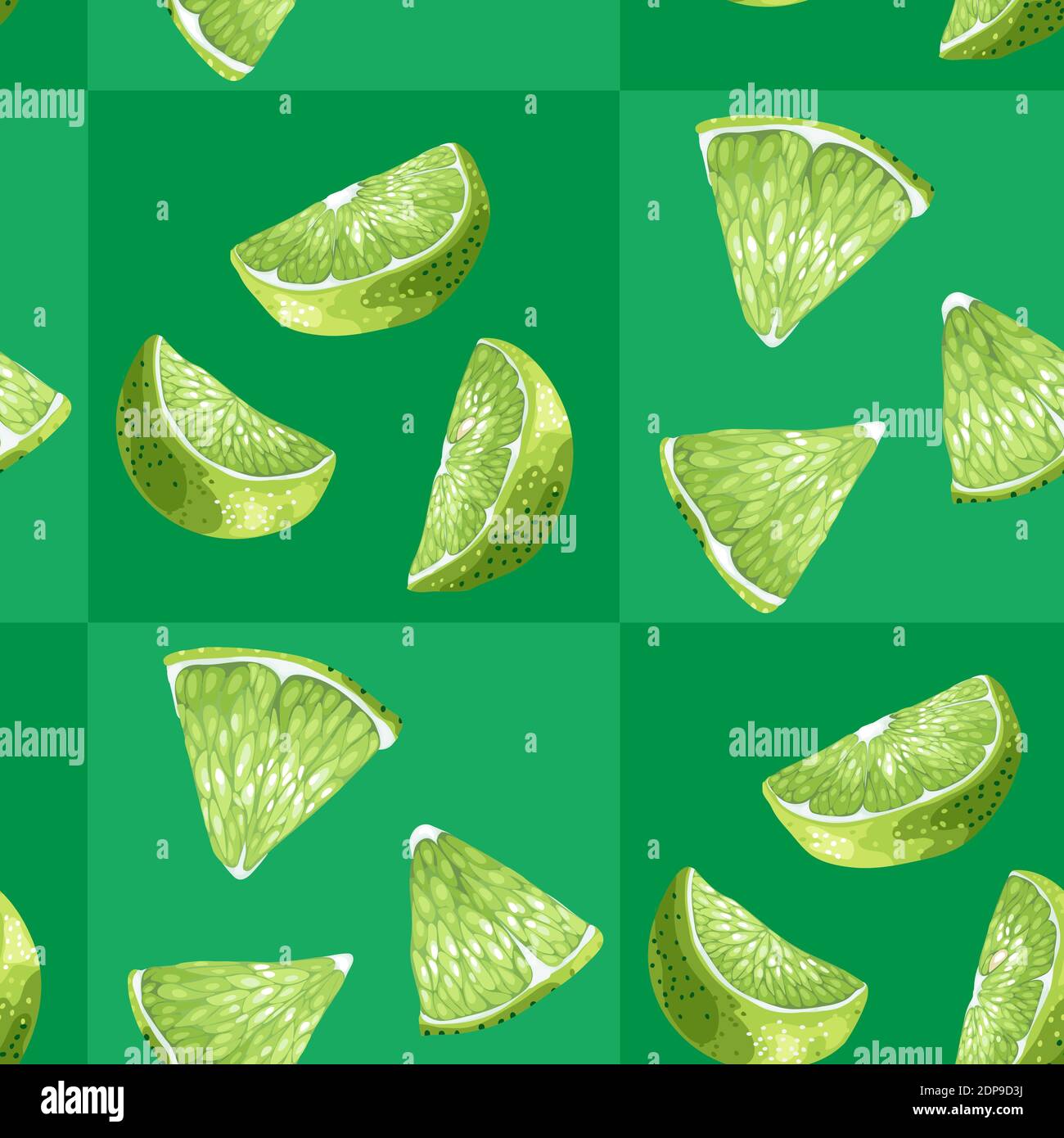 Citrus lime tile seamless pattern in green colors in vector graphic ...