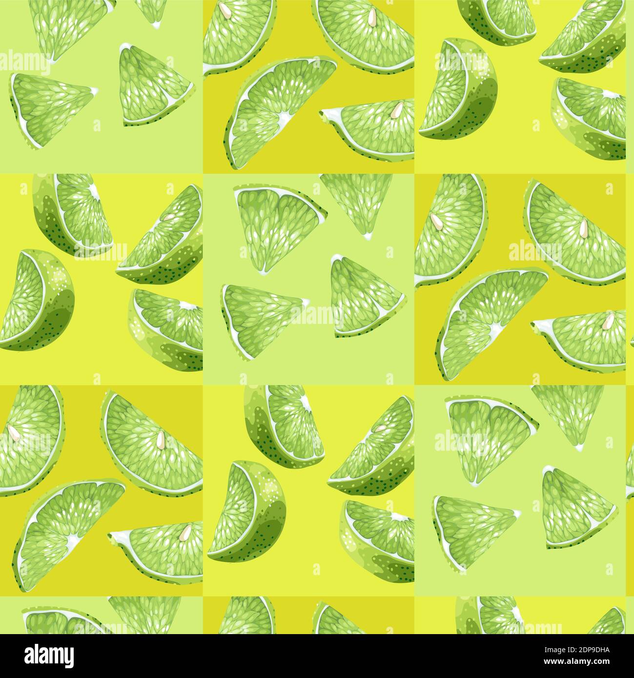 Citrus lime tile seamless pattern in green colors in vector graphic ...