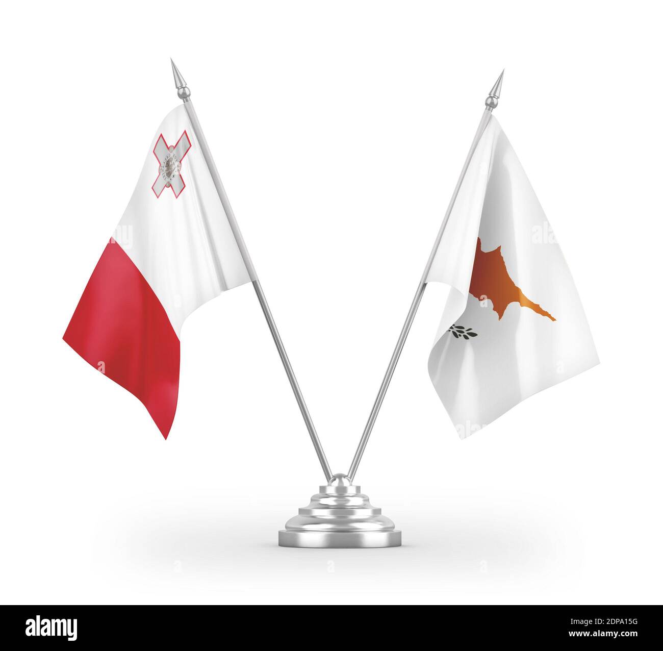 Cyprus and Malta table flags isolated on white 3D rendering Stock Photo ...