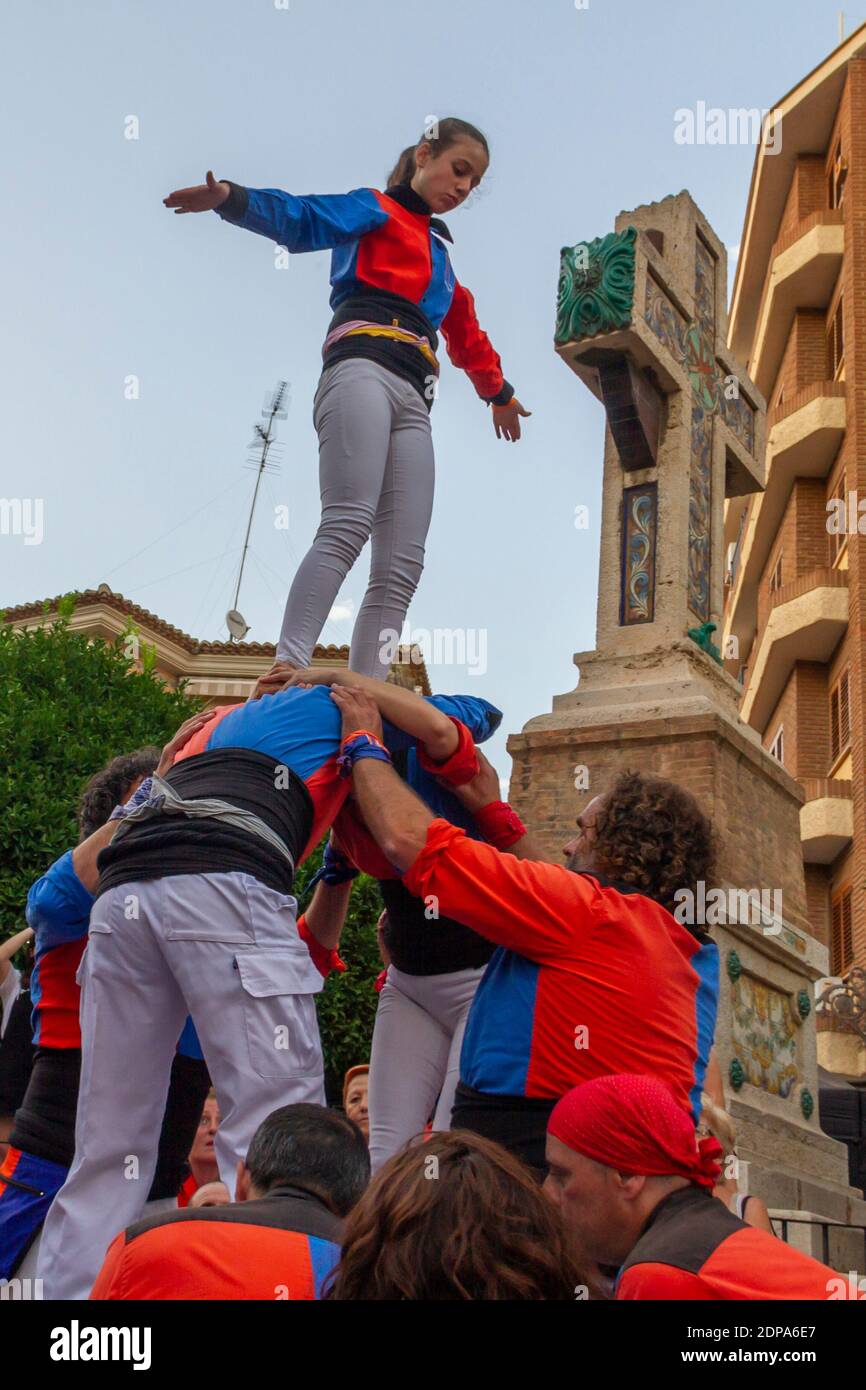 Manises, VALENCIA, SPAIN - July 13, 2015: The Muixeranga of Algemesi ...