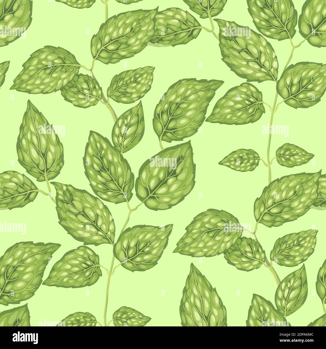 Seamless pattern with jasmine bush leaves in realistic vector graphic ...