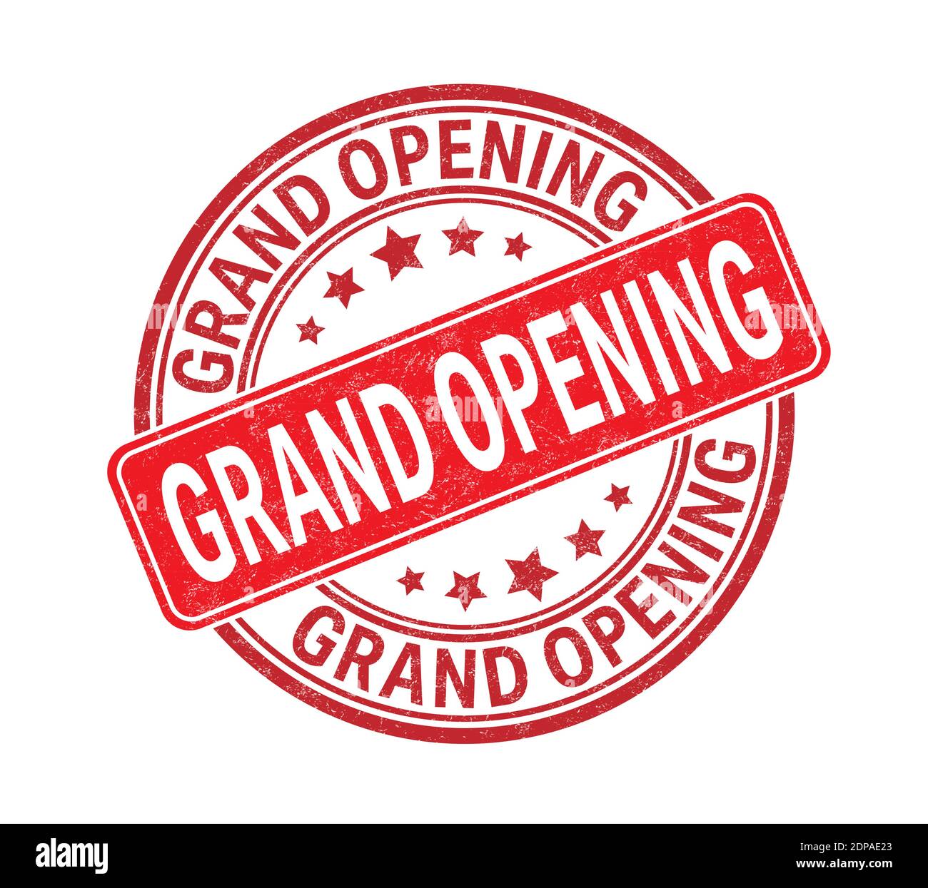GRAND OPENING. An impression of a seal or stamp with scuffs. Grunge ...