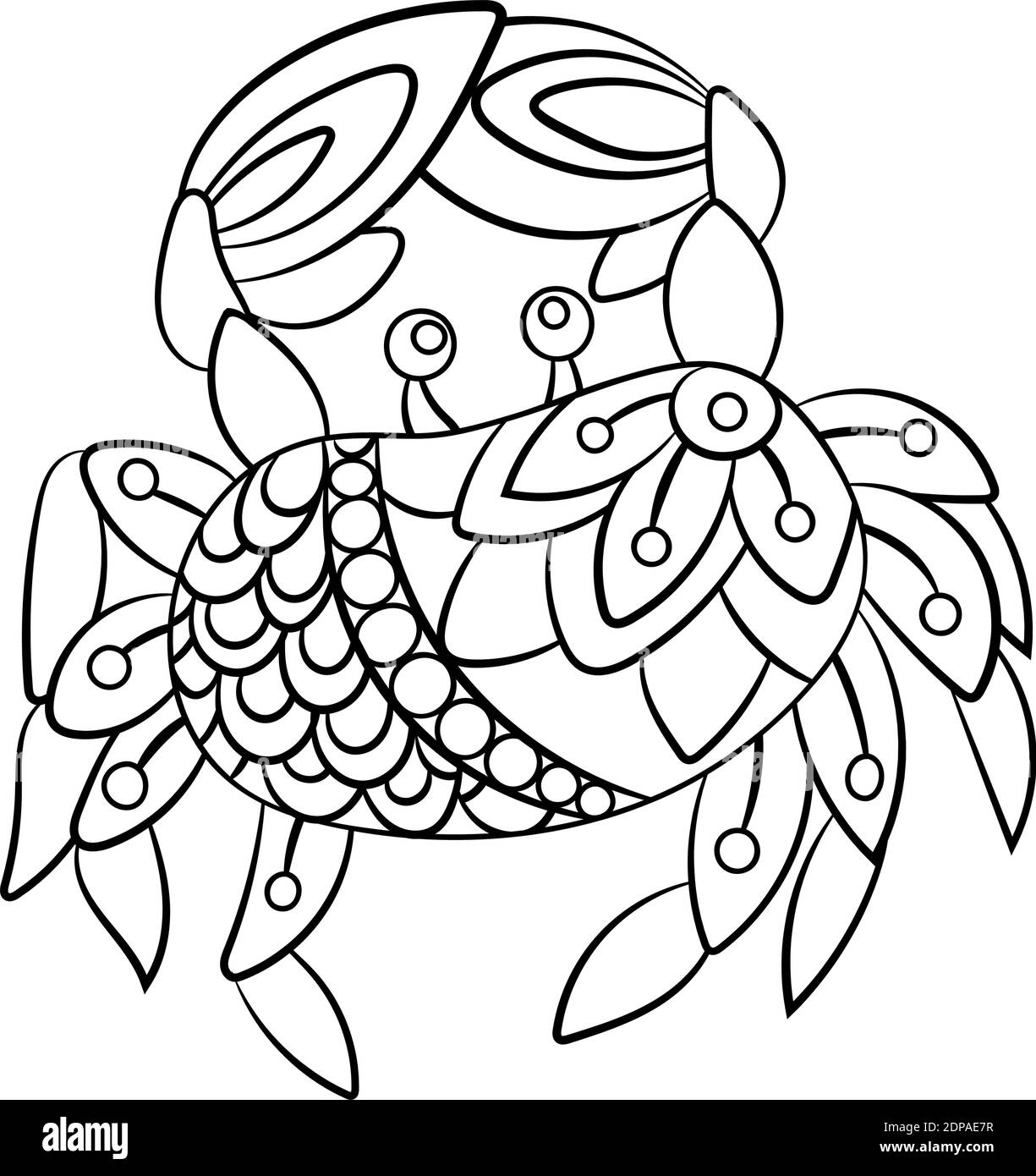 Coloring page with crab in ornamnets in vector design graphic for ...