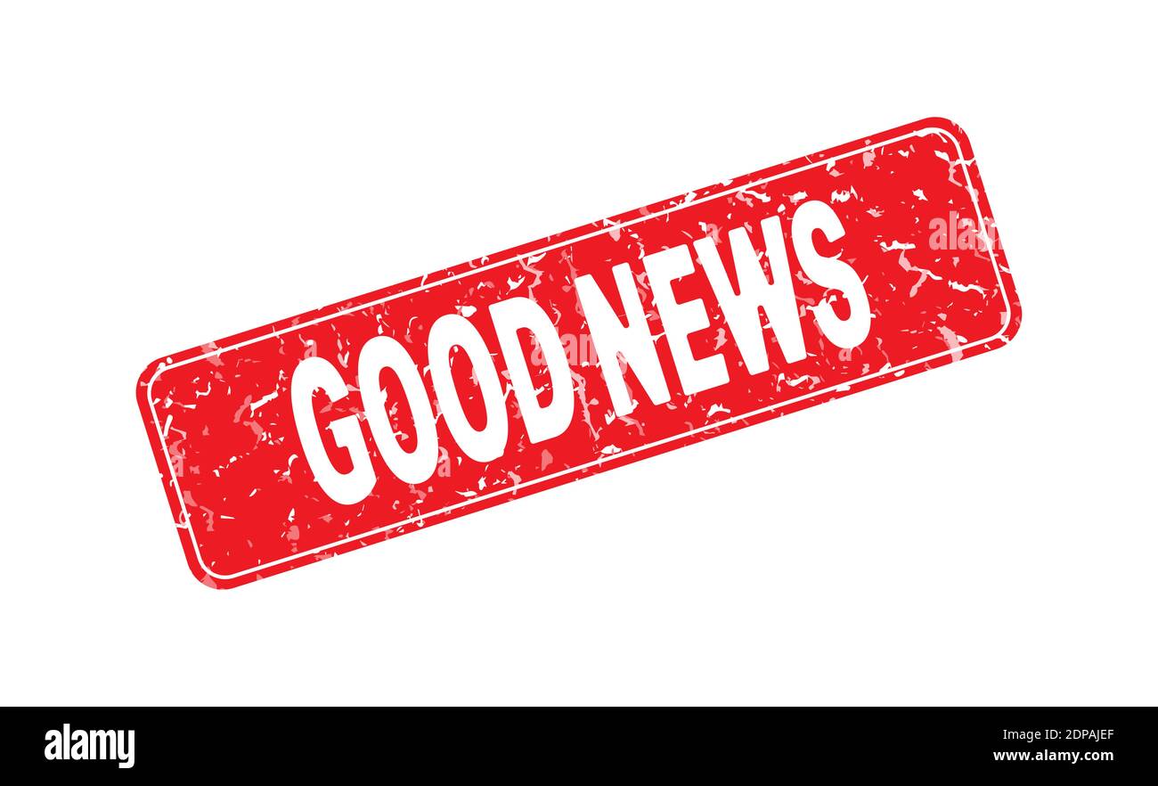 GOOD NEWS. An impression of a seal or stamp with scuffs. Grunge style ...