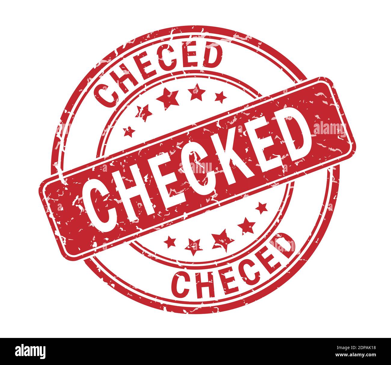 CHECKED. An impression of a seal or stamp with scuffs. Grunge style ...