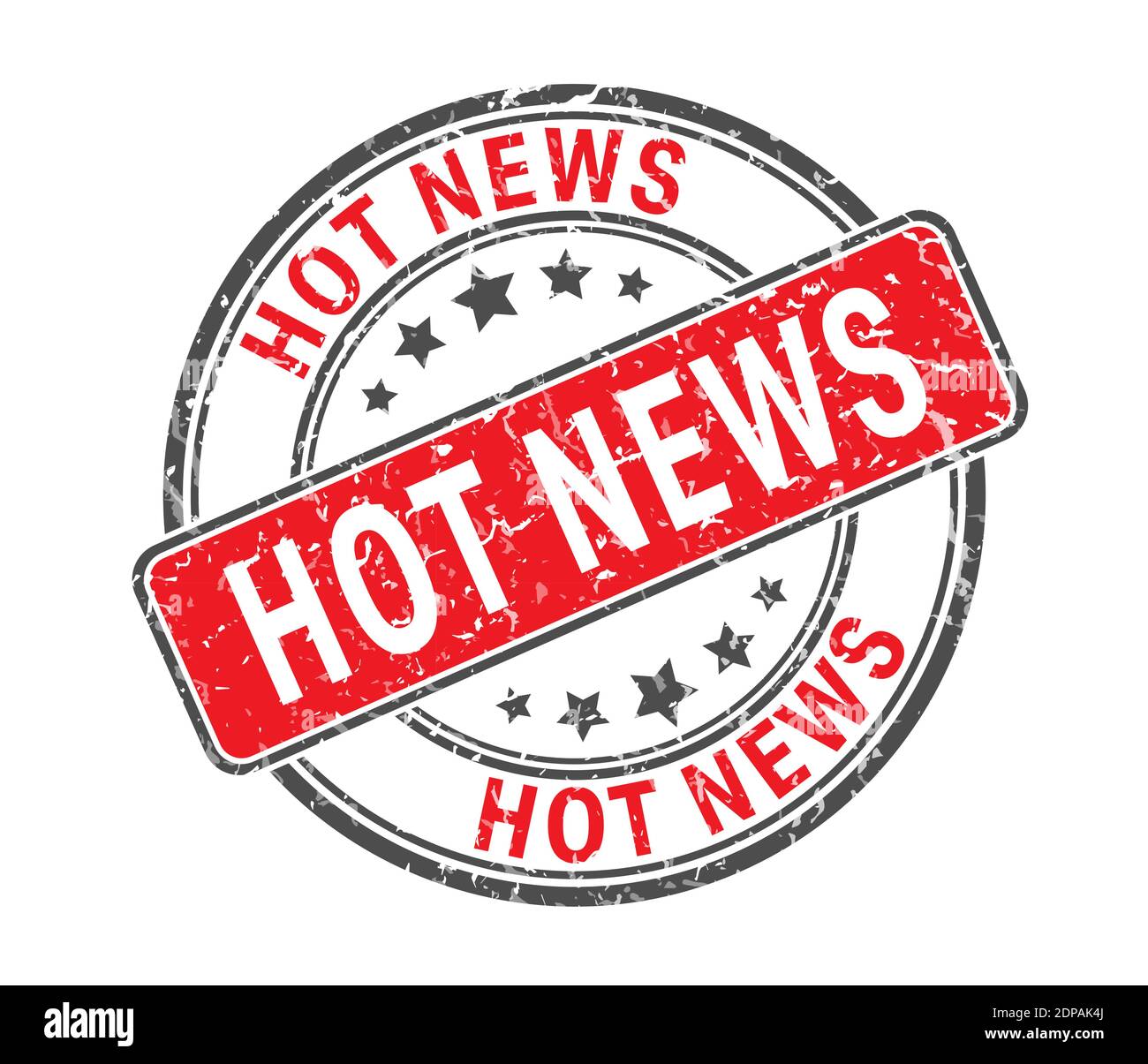 HOT NEWS. An impression of a seal or stamp with scuffs. Grunge style ...