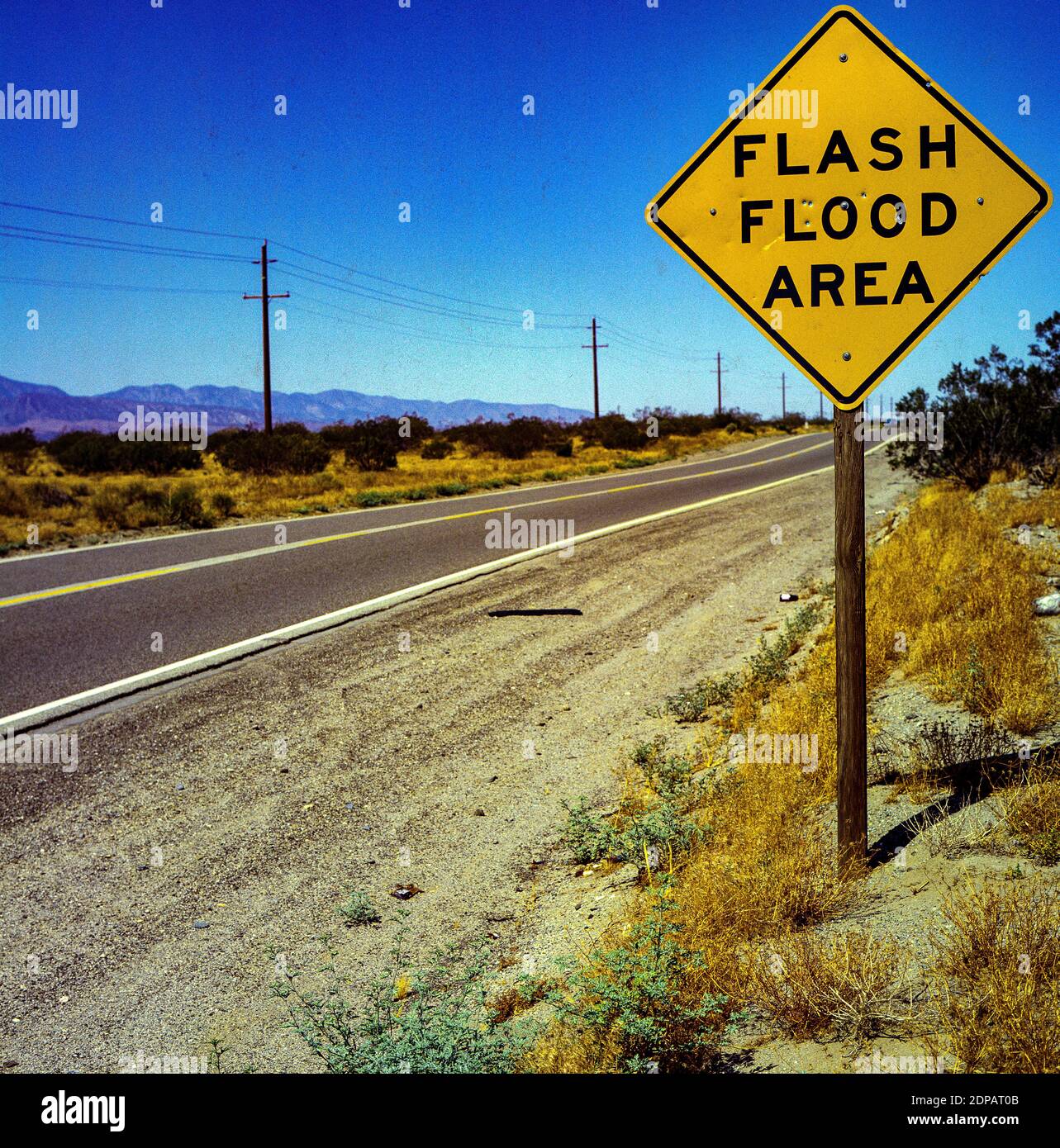 Death Valley Flash Flood Warning Sign Stock Photo - Alamy