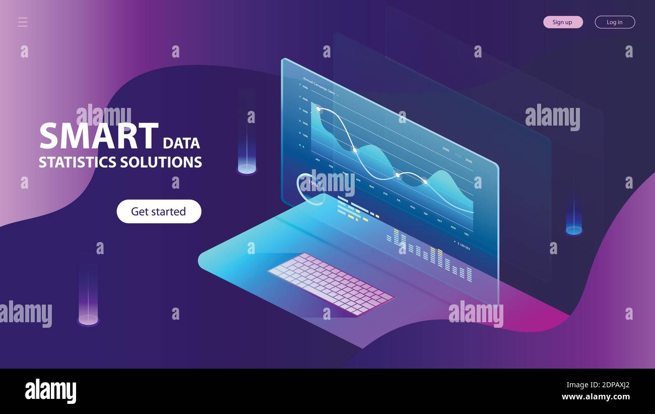 Isometric Concept of Smart Data Statistics Solutions. Landing Page ...
