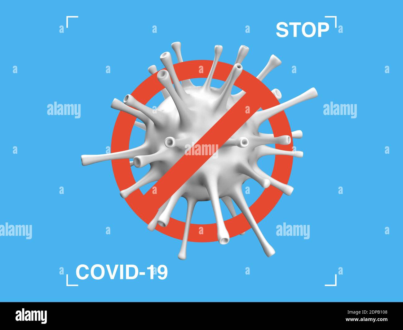 Stop COVID-19 3D Symbol. Prohibition Sign Banner. Pandemic Abstract ...