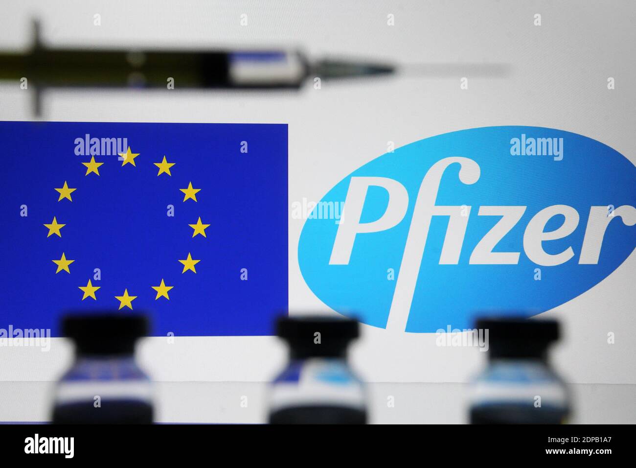 Ukraine. 19th Dec, 2020. In this photo illustration the vials and a ...