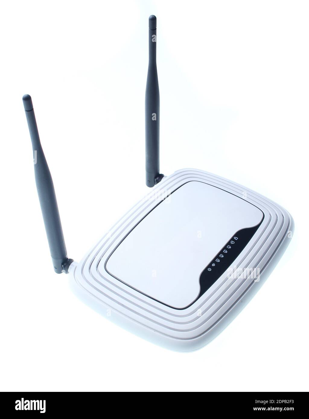 Two-antenna Wi fi router isolated on white background Stock Photo - Alamy