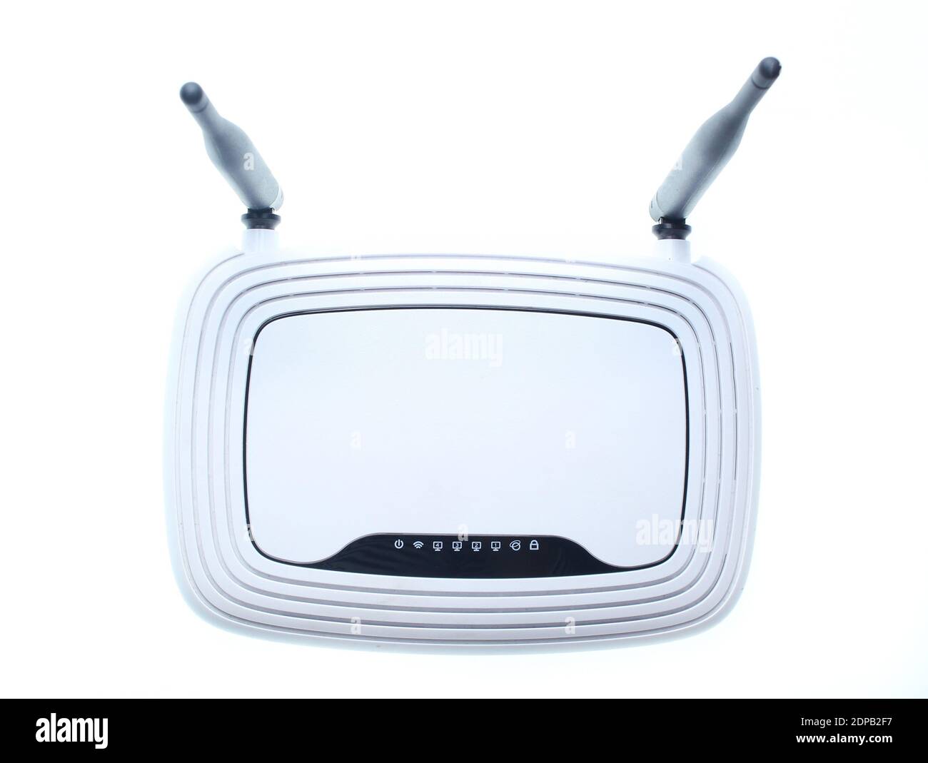 Two-antenna Wi fi router isolated on white background Stock Photo - Alamy