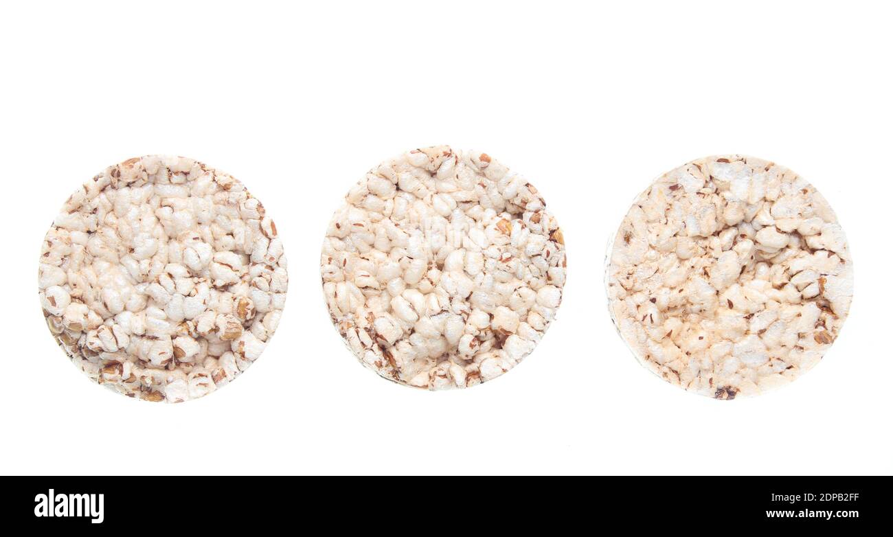 Diet crispy round bread isolated on white background Stock Photo - Alamy