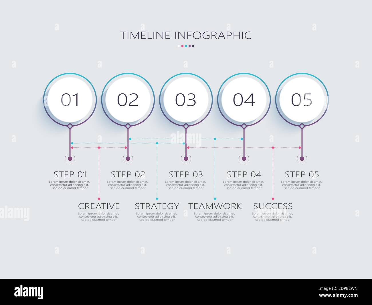 Modern abstract 3D infographic template with steps for success. Business circle template with ...