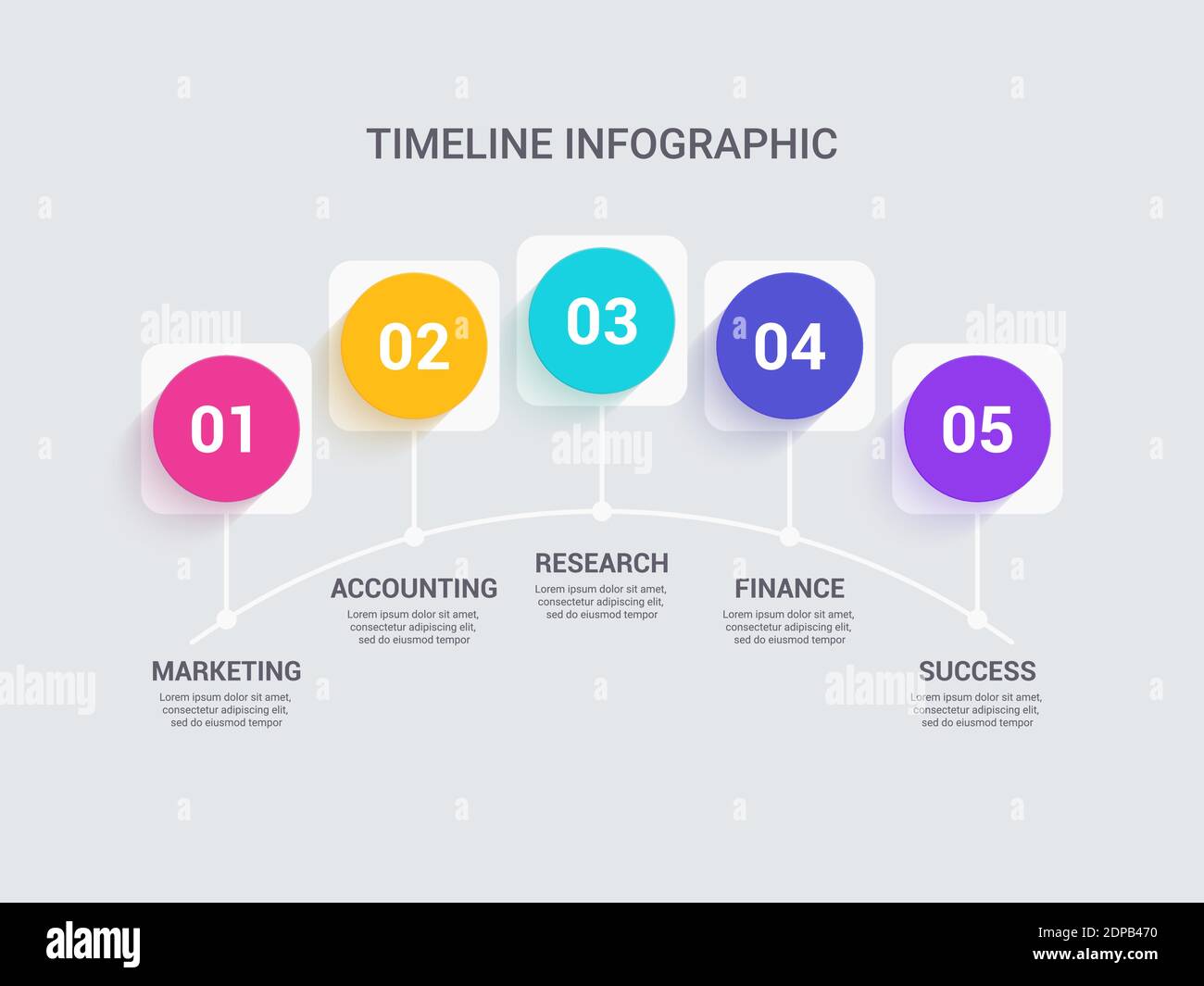 Modern abstract 3D infographic template with steps for success. Business circle template with ...