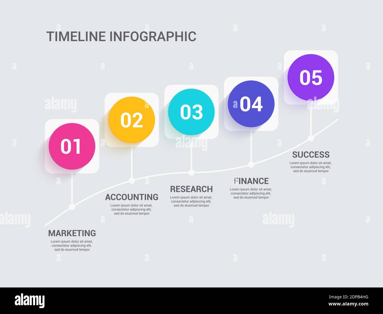 Modern abstract 3D infographic template with steps for success. Business circle template with ...