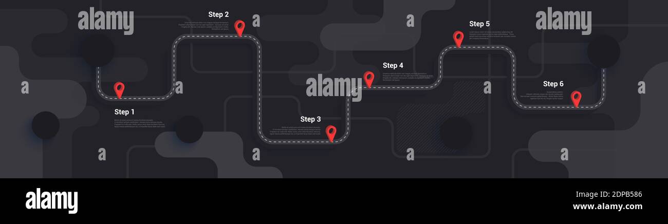 Road map and journey route infographics template. Winding road timeline ...