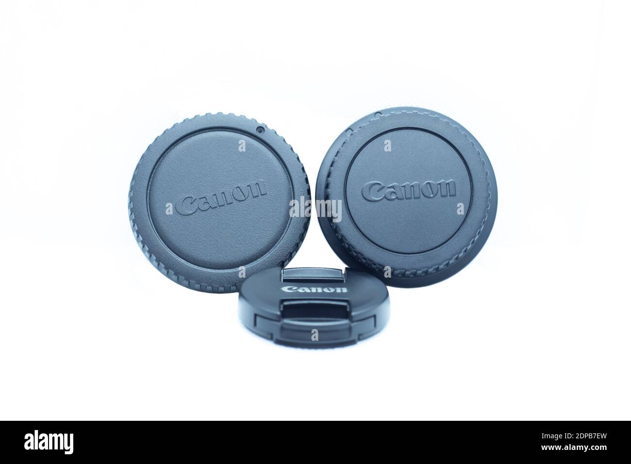 Black Plastic Canon Camera, lens Cap on White Backgrounds Stock Photo - Alamy