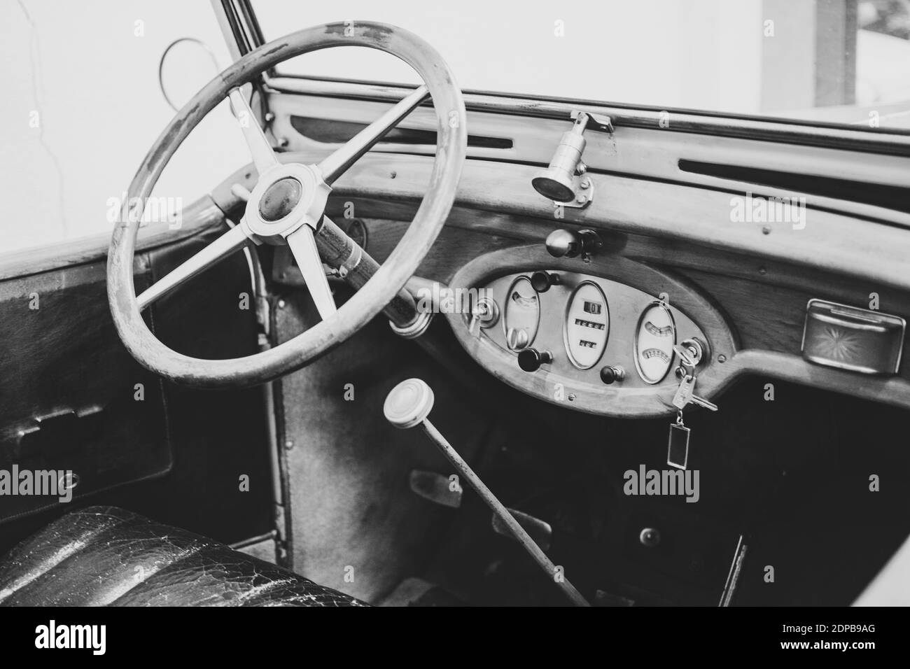 Inside old car Black and White Stock Photos & Images - Alamy