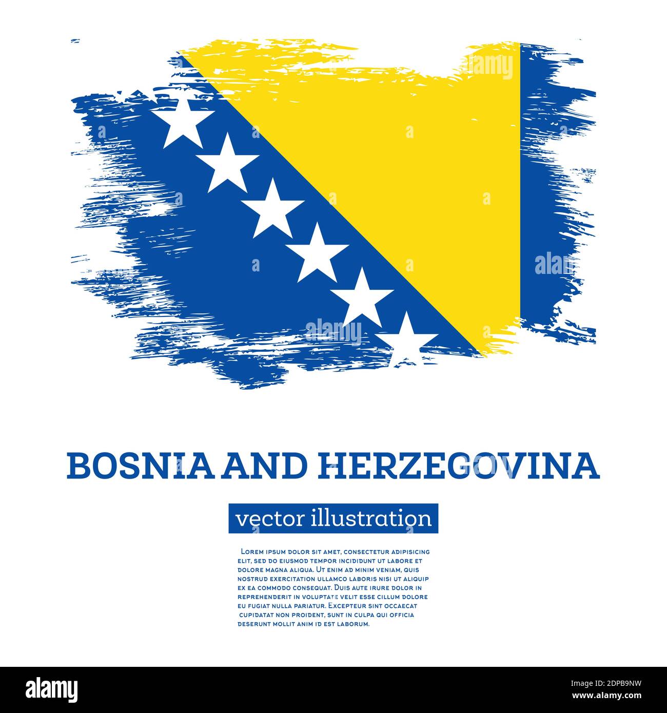 Bosnia and Herzegovina Flag with Brush Strokes. Vector Illustration ...