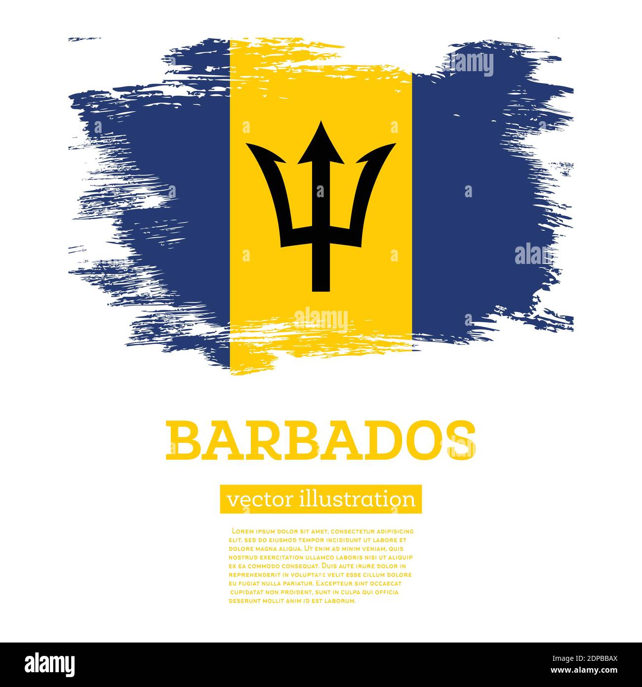 Barbados Flag with Brush Strokes. Vector Illustration. Independence Day ...
