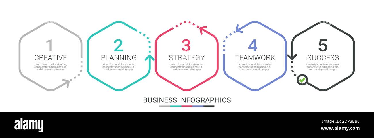 Thin line infographic template with 5 steps. Modern business concept ...