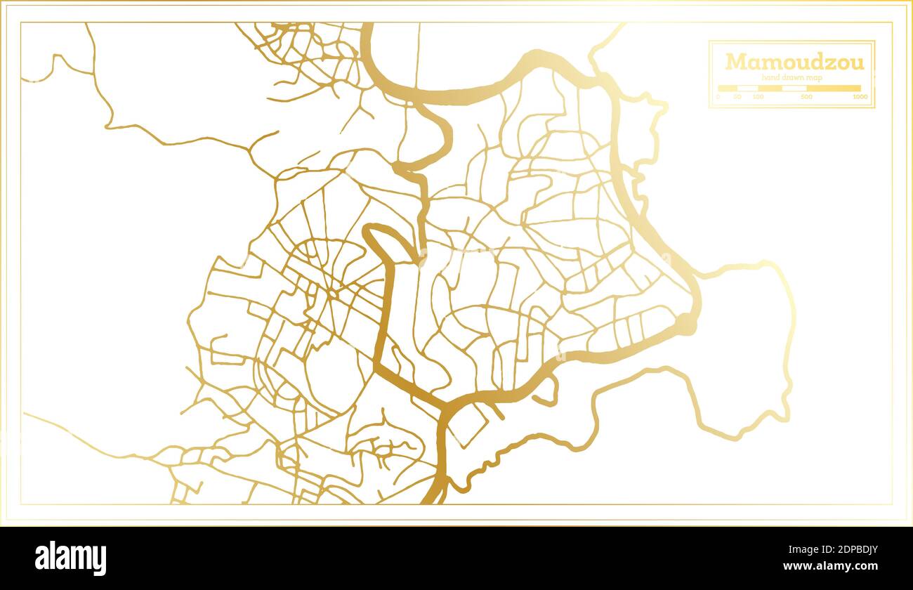 Mamoudzou Mayotte City Map in Retro Style in Golden Color. Outline Map ...